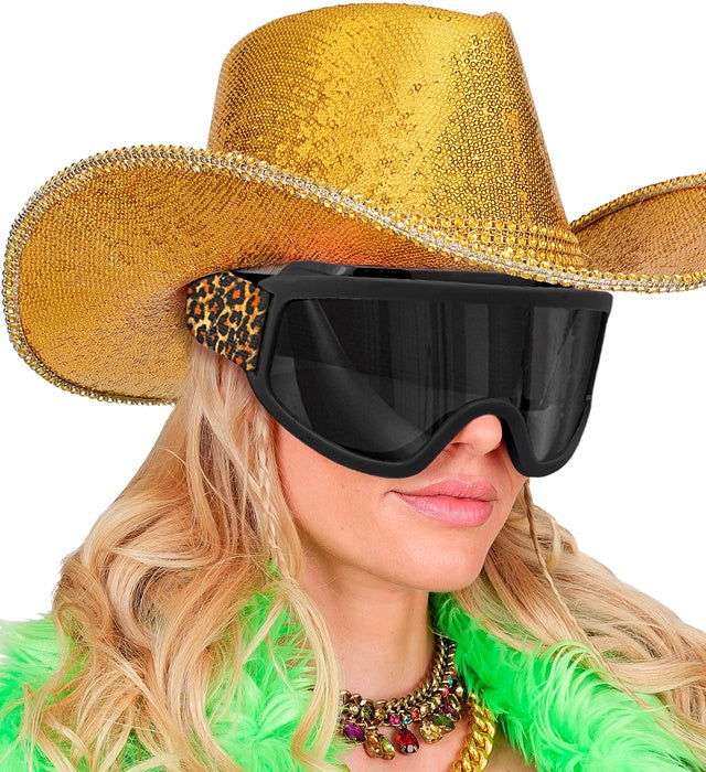 Skibrille 80er Jahre Schwarzer Leopardenprint – Partywinkel